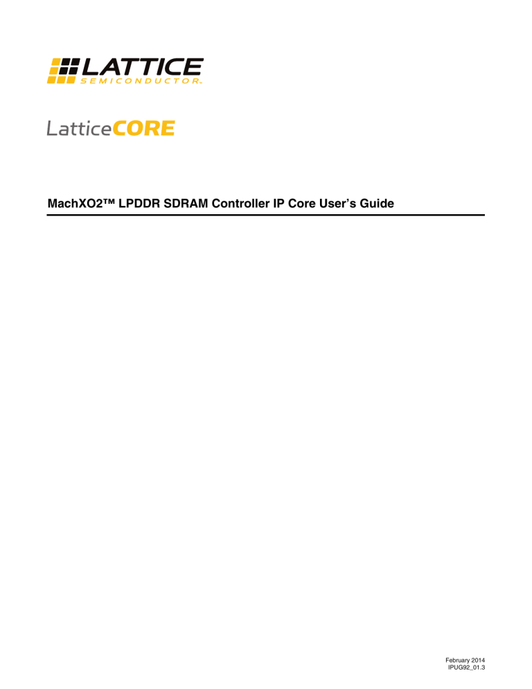 MachXO2 LPDDR SDRAM Controller IP Core User Guide