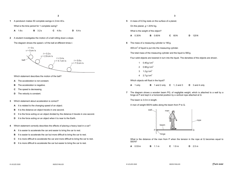 Physics Exam Paper: Mechanics, Energy, Waves
