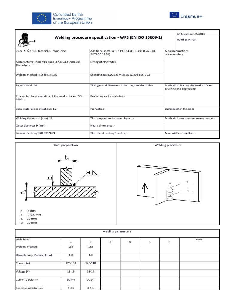 Špecifikácia postupu zvárania (WPS) - EN ISO 15609-1