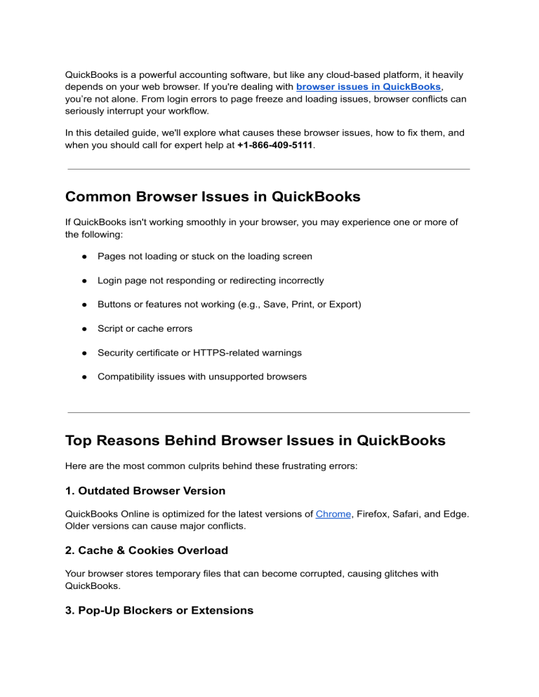 QuickBooks Browser Issues: Troubleshooting Guide