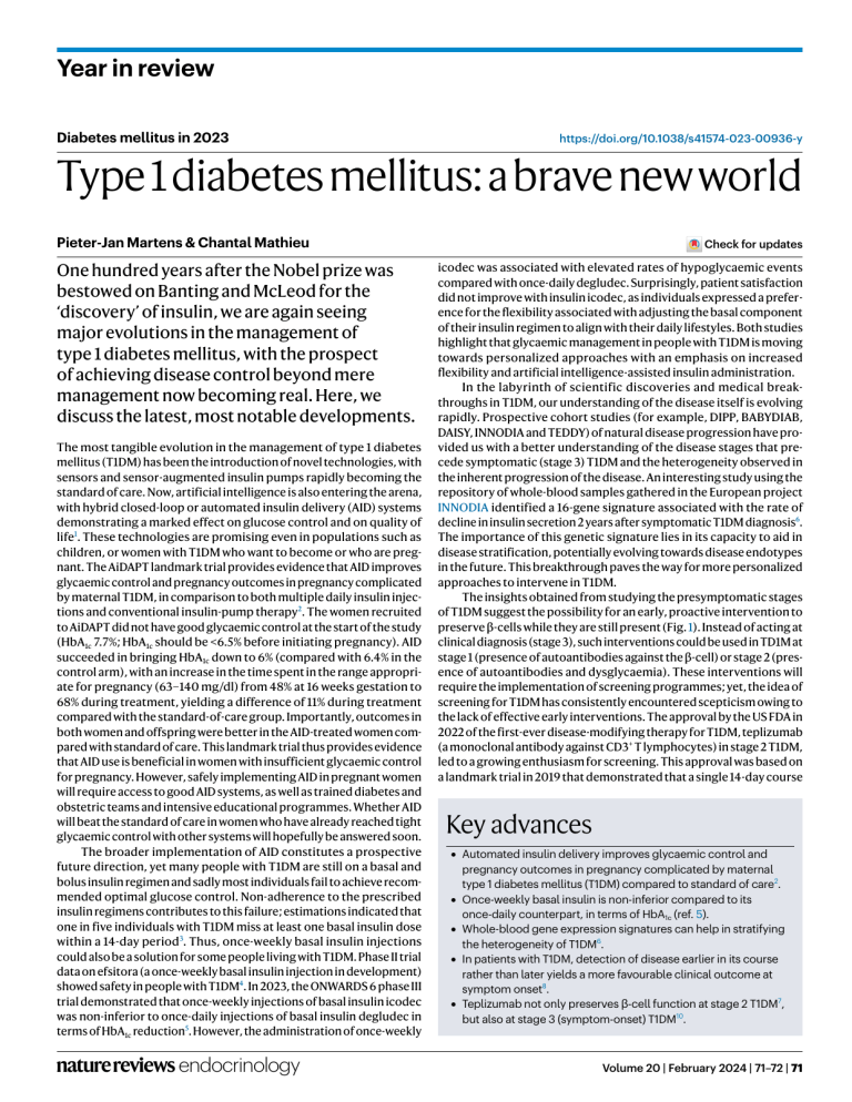 Type 1 Diabetes Mellitus: 2023 Year in Review