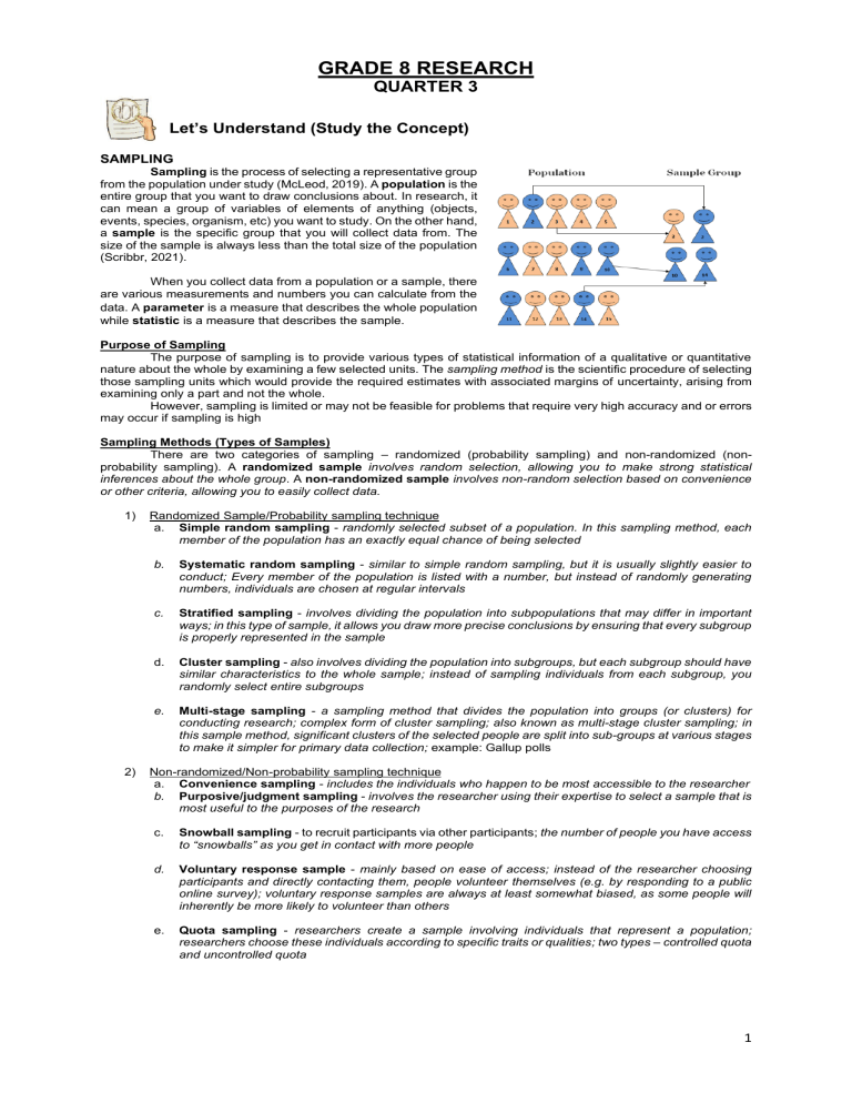 Sampling Methods: Grade 8 Research Guide