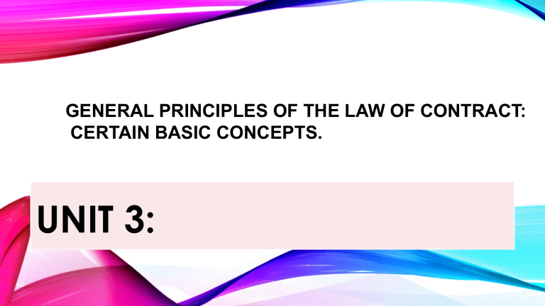 Contract Law: Basic Concepts & Principles