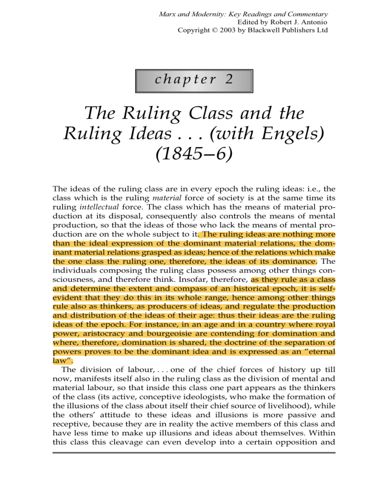Marx & Engels: Ruling Class and Ruling Ideas