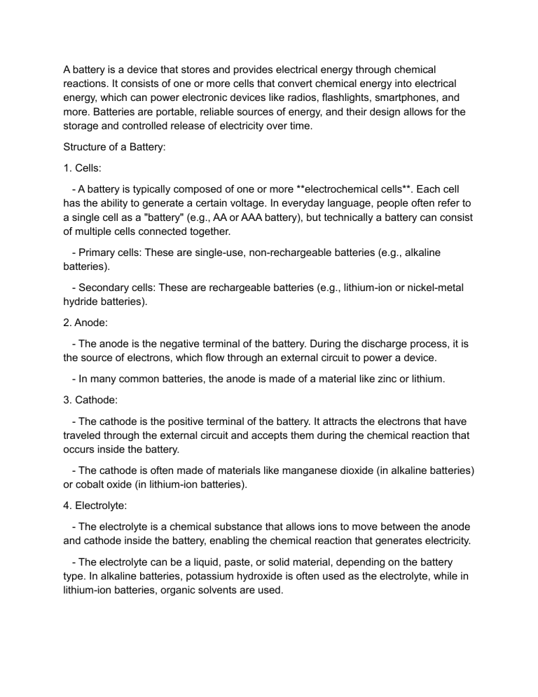 Battery Structure, Types & Function Explained