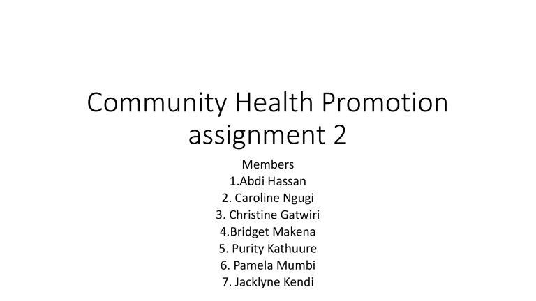 Community Health Promotion Assignment: Education & Methods