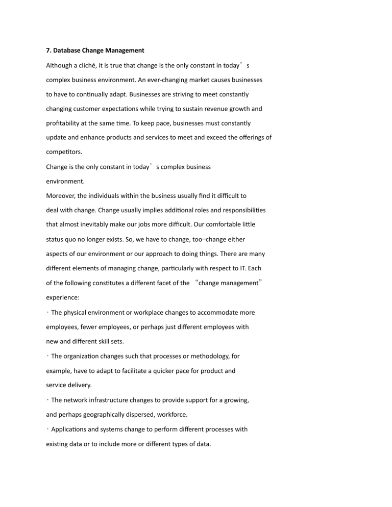 Database Change Management: Requirements & DBA Perspective