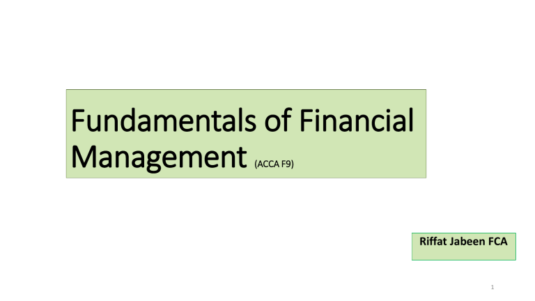 Cost of Capital: ACCA F9 Financial Management Fundamentals