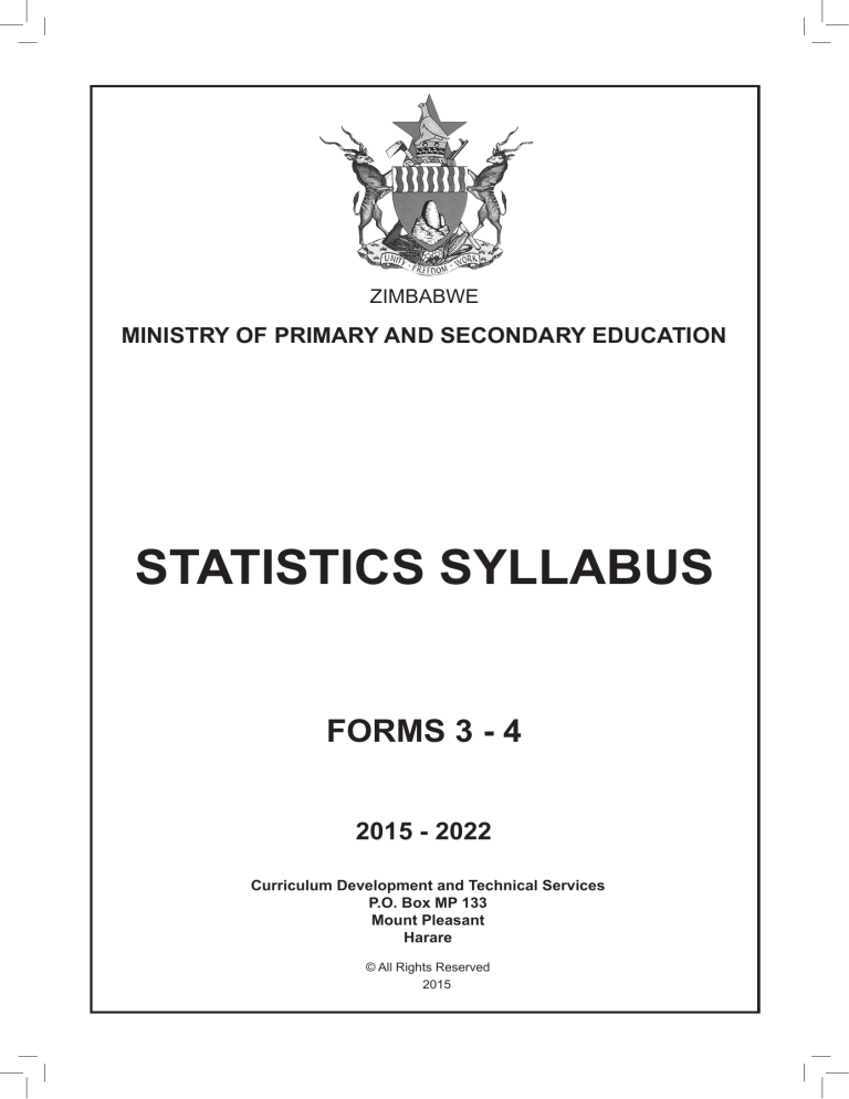 Statistics Syllabus Forms 3-4 Zimbabwe