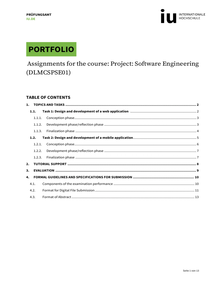 Software Engineering Project Assignments