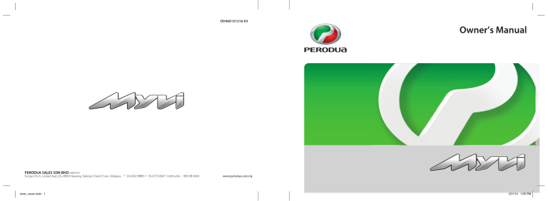 Perodua Owner's Manual
