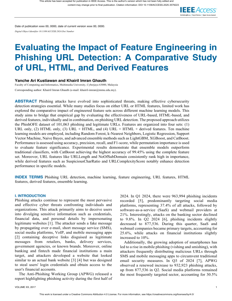 Phishing URL Detection: Feature Engineering Impact Study