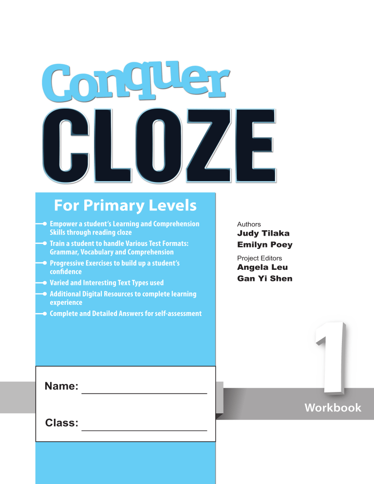 Cloze Workbook for Primary Levels: Improve Reading Skills