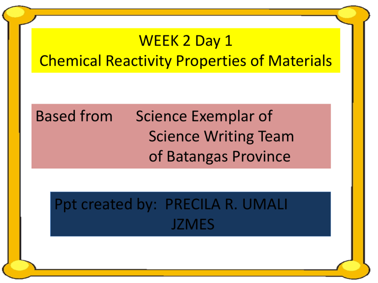 Chemical Reactivity & Material Properties Presentation