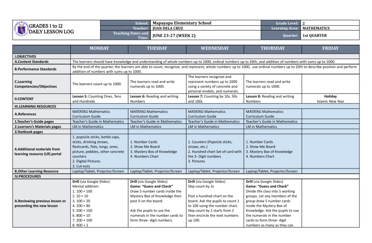 2nd Grade Math: Counting to 1000 Lesson Plan