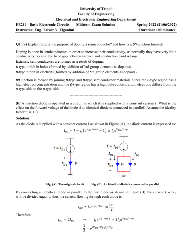 EE219 Basic Electronic Circuits Midterm Exam Solution