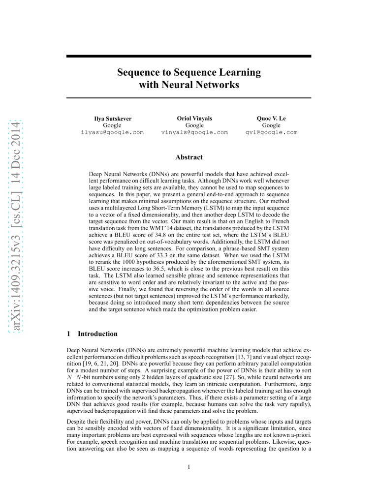 Sequence to Sequence Learning with Neural Networks