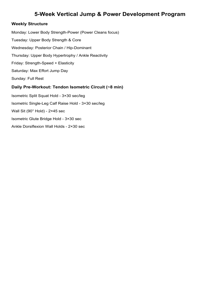 5-Week Vertical Jump & Power Training Program