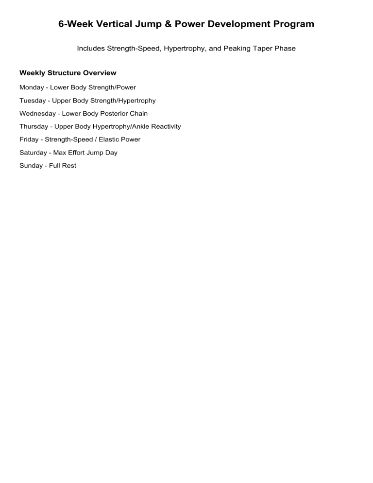 6-Week Vertical Jump & Power Development Program