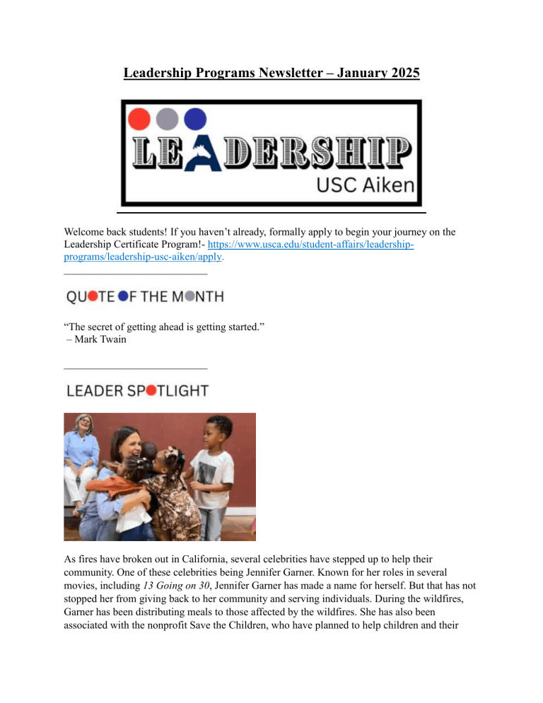 Leadership Programs Newsletter - January 2025
