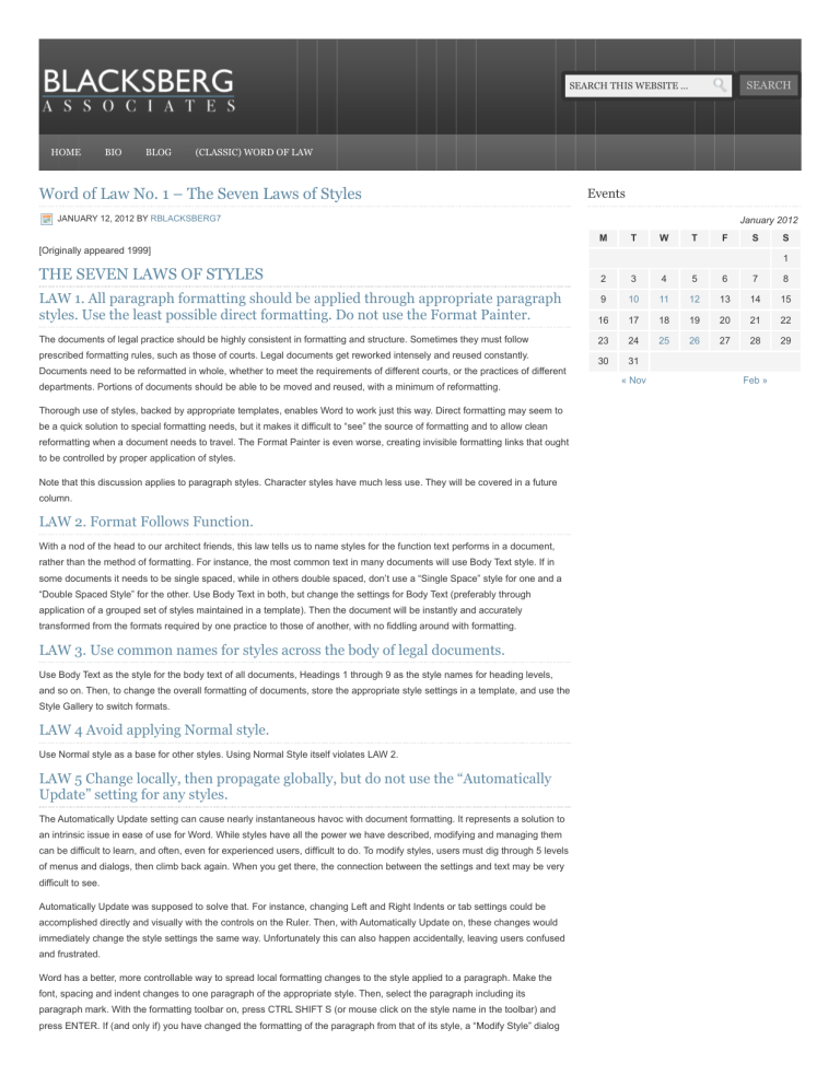 7 Laws of Styles in Word for Legal Documents