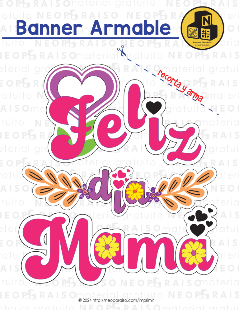 Feliz Dia Mama Printable Banner for Mother's Day