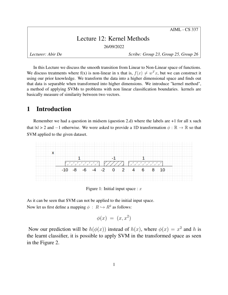 Kernel Methods Lecture Notes - AI, SVM