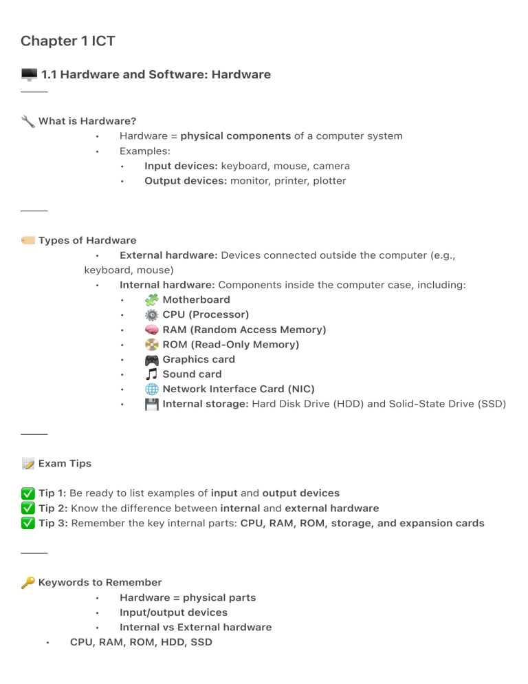 ICT Hardware and Software: Textbook Chapter