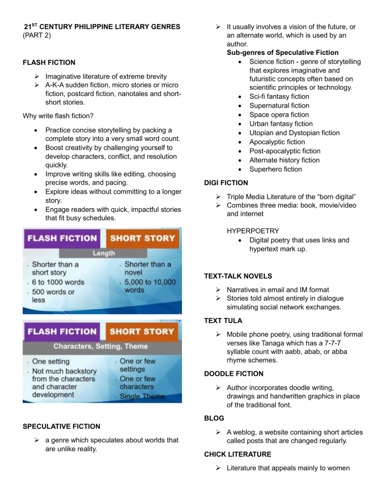 21st Century Philippine Literary Genres Presentation