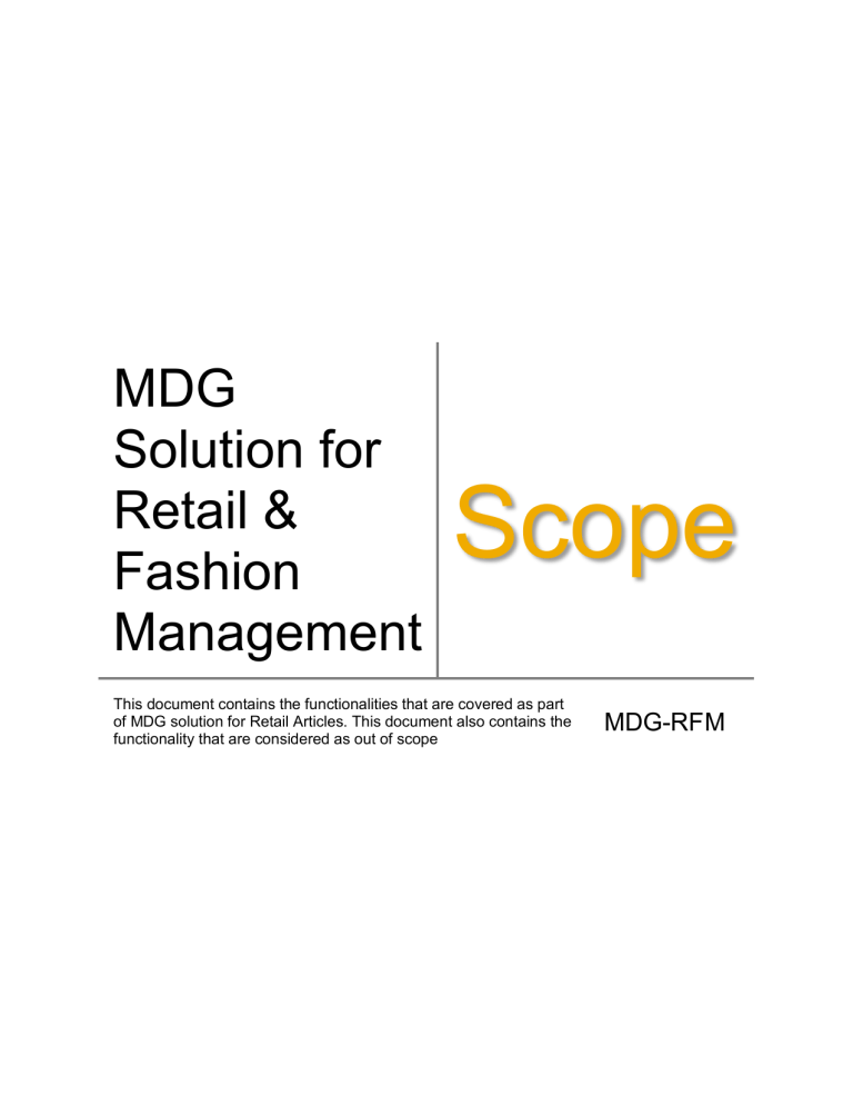 MDG-RFM Scope: Retail & Fashion Management Solution