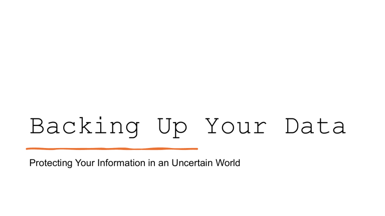 Data Backup Strategies & Veritas Backup Exec Overview