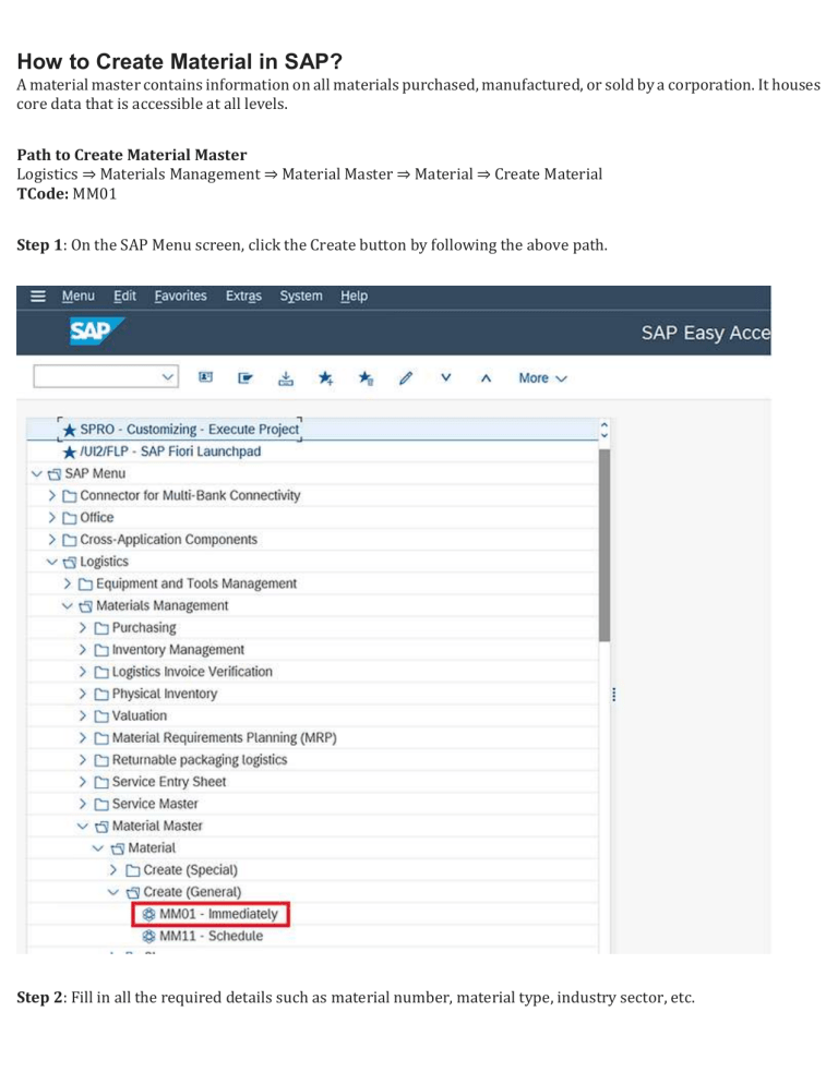 Create Material in SAP: A Step-by-Step Tutorial