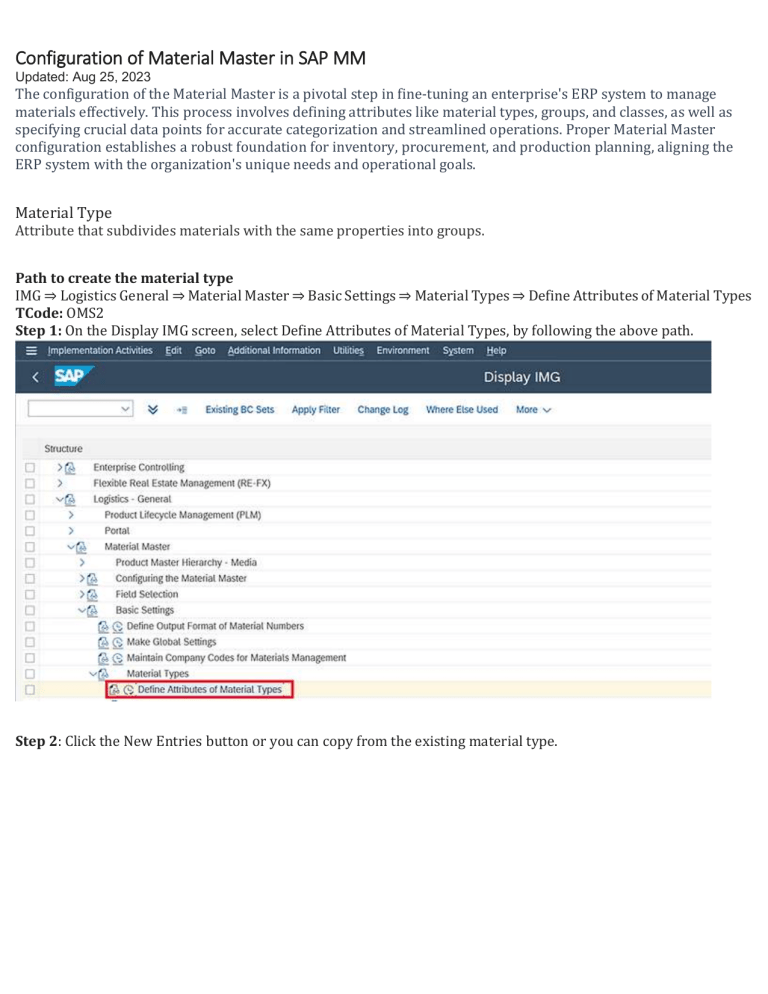 SAP MM Material Master Configuration Guide