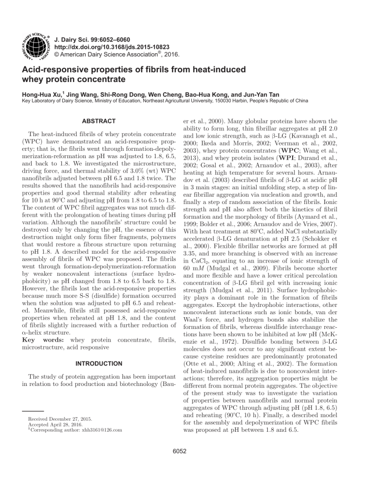 Acid-Responsive Whey Protein Fibrils: Microstructure & Stability