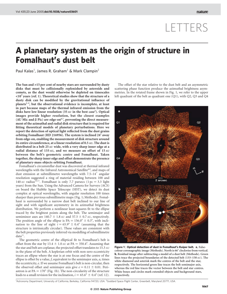 Fomalhaut's Dust Belt: Planetary System Origin