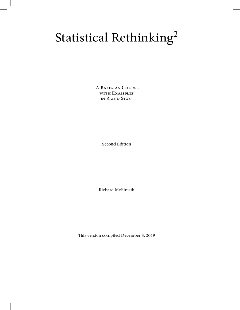 Statistical Rethinking: A Bayesian Course in R & Stan
