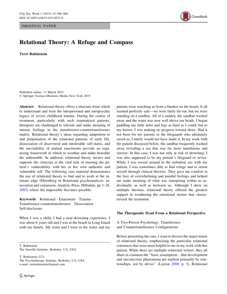 Relational Theory: A Refuge and Compass in Social Work