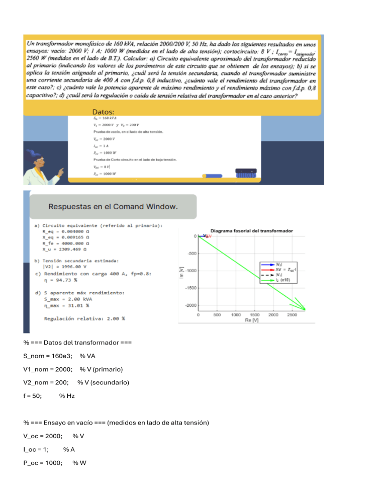 Transformer Calculations & Phasor Diagram