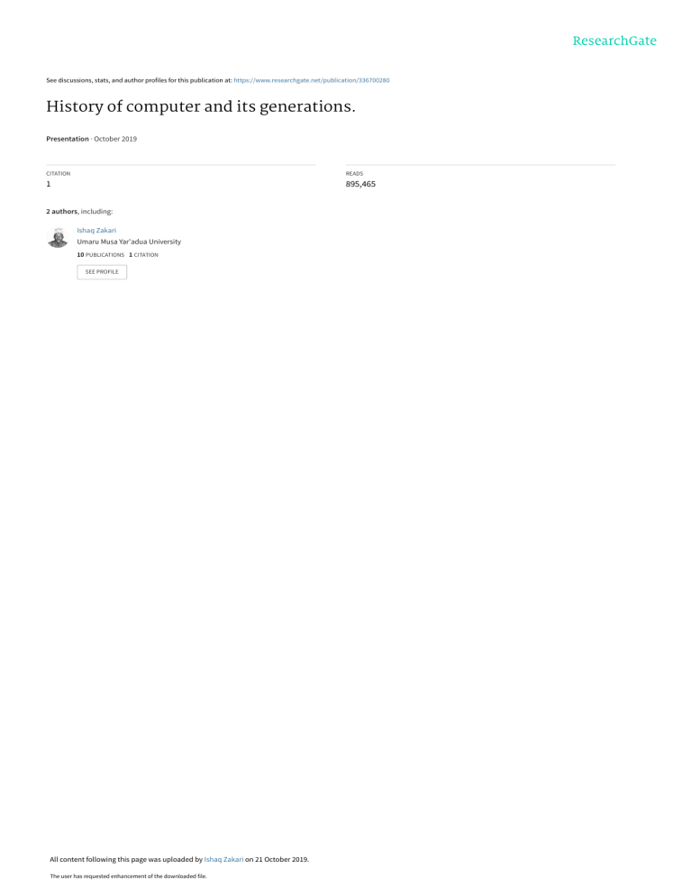 History of Computers & Generations: Presentation