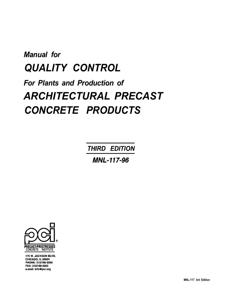PCI MNL-117-96 Architectural QC Manual