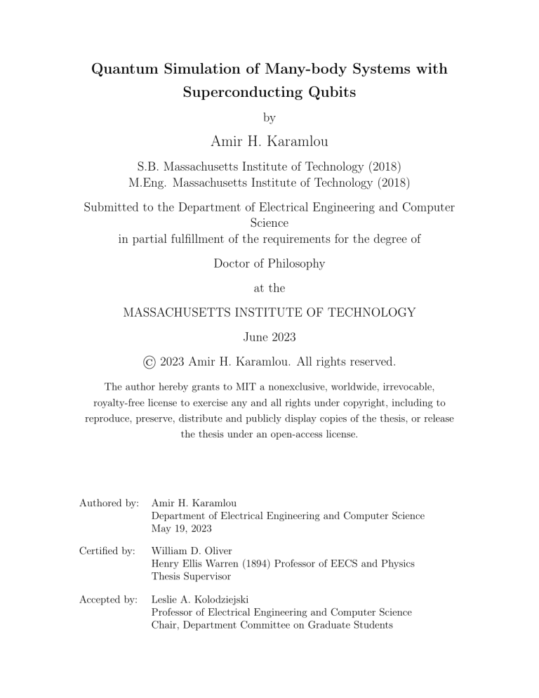 Quantum Simulation with Superconducting Qubits Thesis
