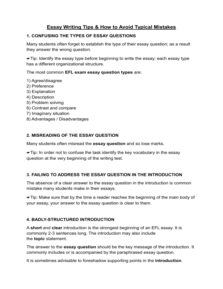 EFL Essay Writing Tips: Avoid Common Mistakes