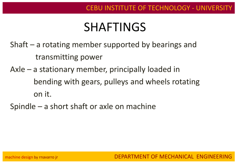 Shaft Design & Analysis: Mechanical Engineering Lecture Notes