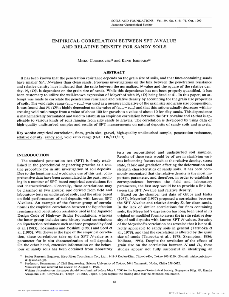 SPT N-Value & Relative Density Correlation in Sandy Soils