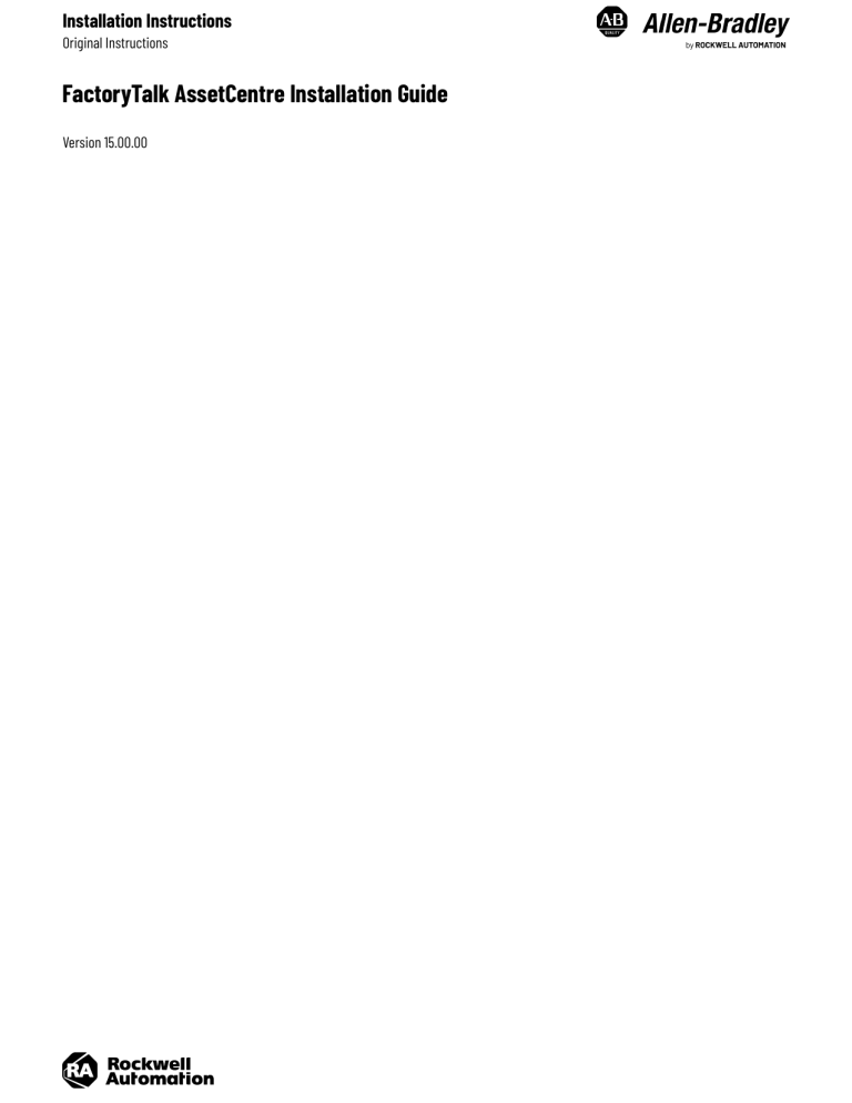 FactoryTalk AssetCentre Installation Guide