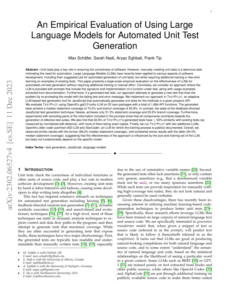 LLMs for Automated Unit Test Generation: An Empirical Evaluation