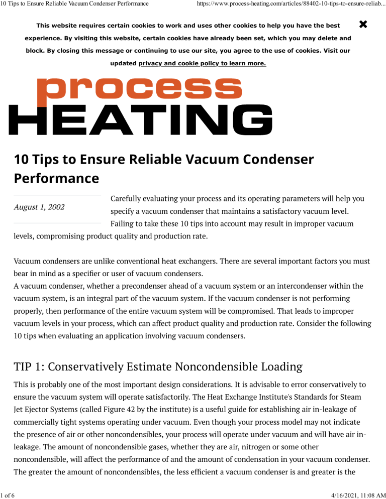 Vacuum Condenser Performance: 10 Tips for Reliability