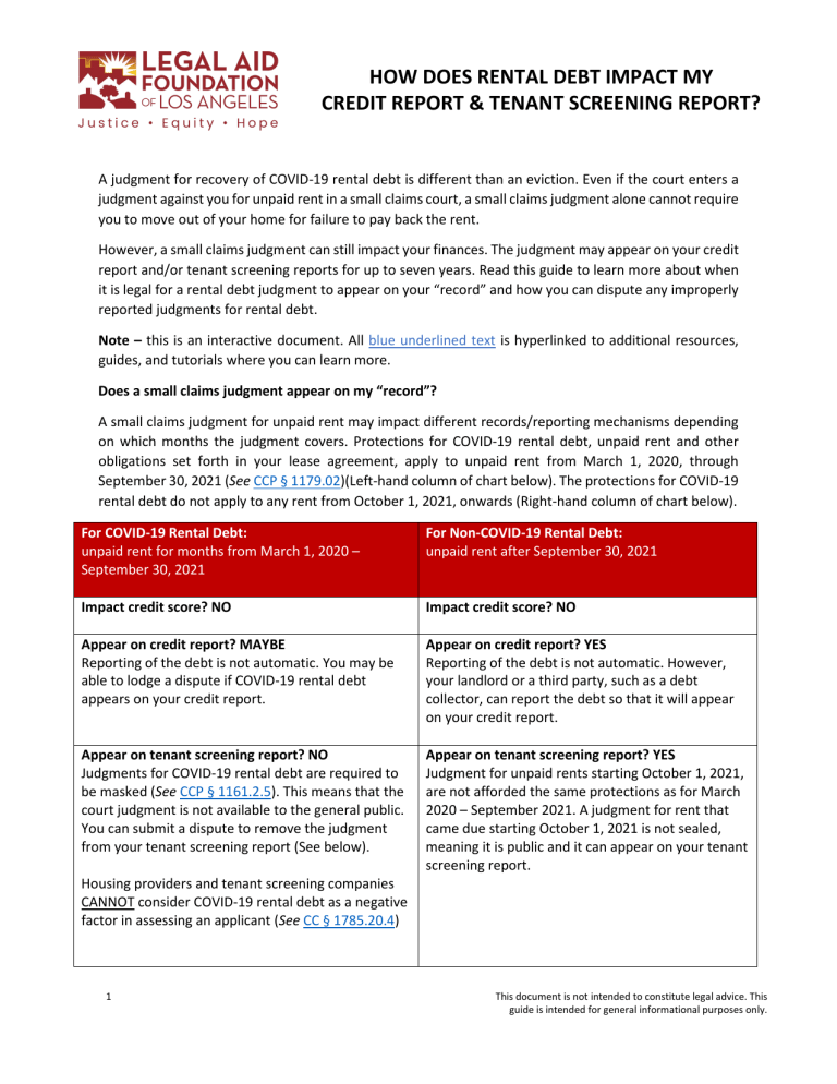 Rental Debt & Credit: COVID-19 Impact Guide