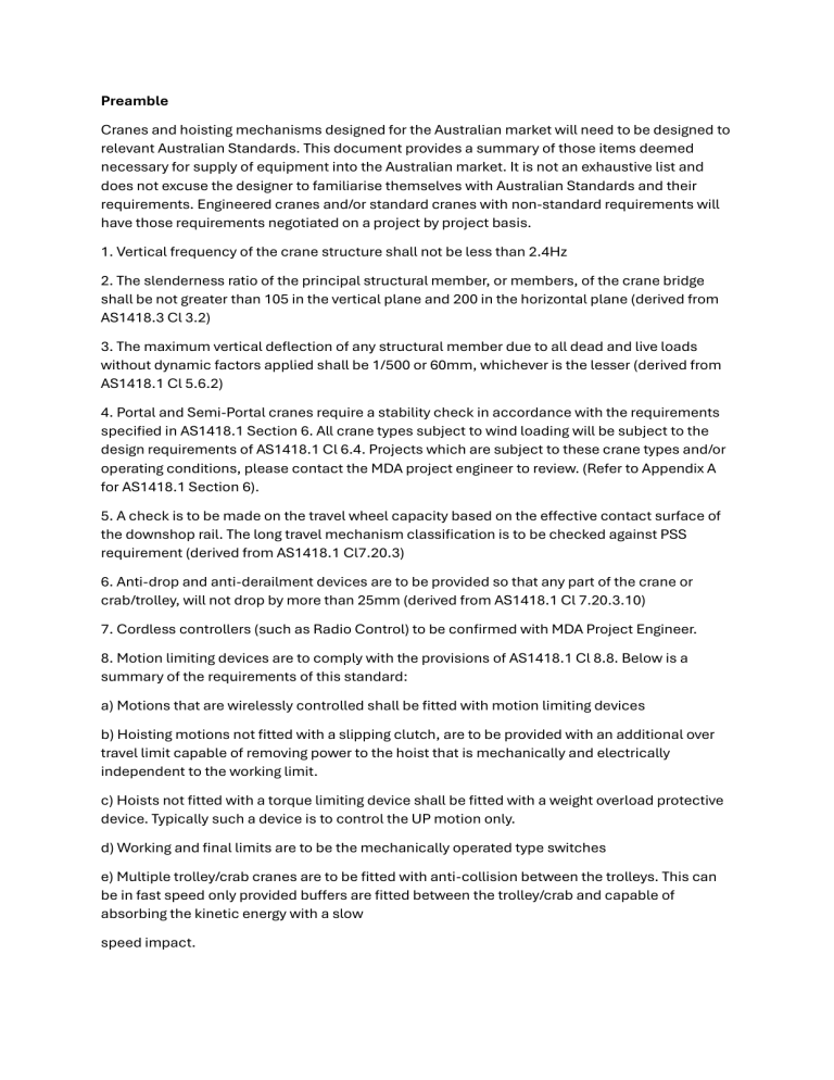 Australian Crane Design Standards: AS1418 Compliance