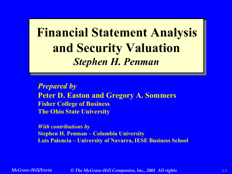 Financial Statement Analysis & Security Valuation